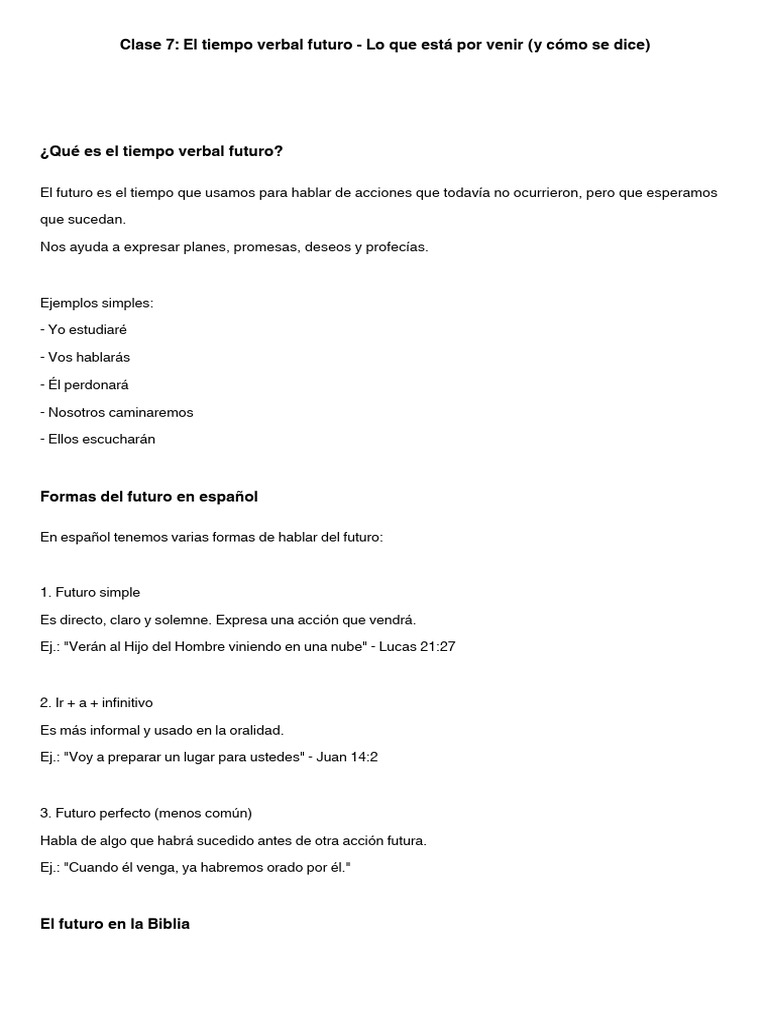 Tiempo Verbal Futuro | PDF