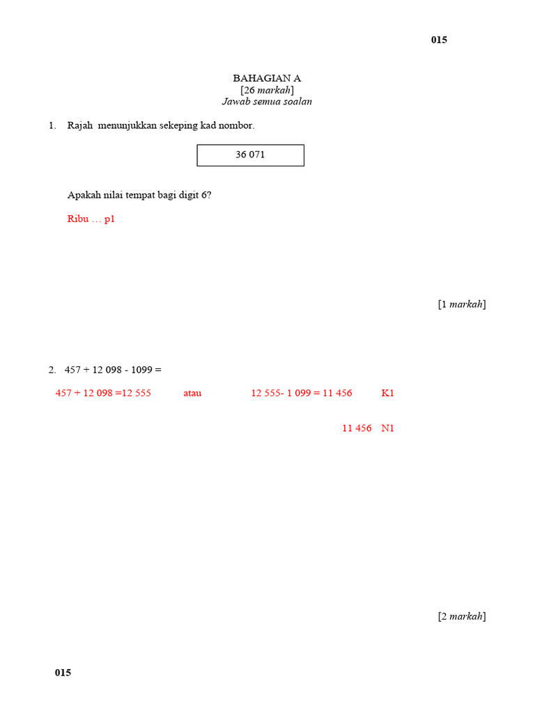 UASA MATH T4 2024-25 Skema | PDF
