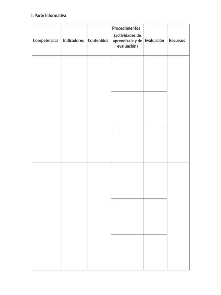 Formulario de Planificación de Los Aprendizajes - CNB | PDF