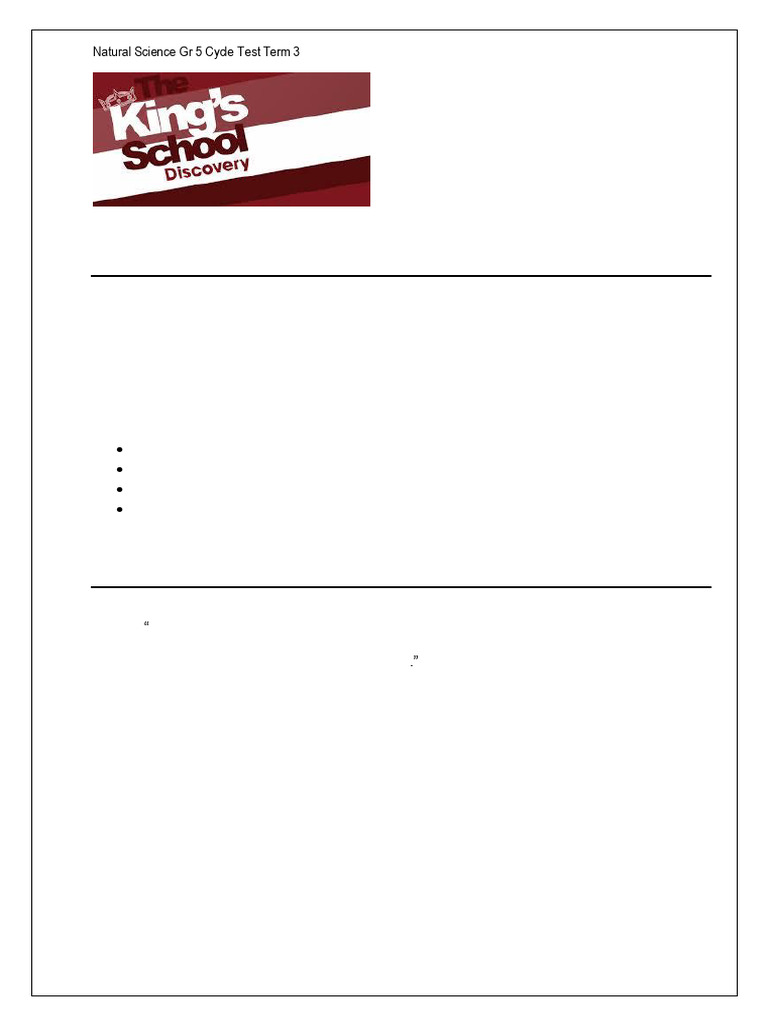 Grade 5 Term 3 Natural Science Test | PDF | Fires | Fuels