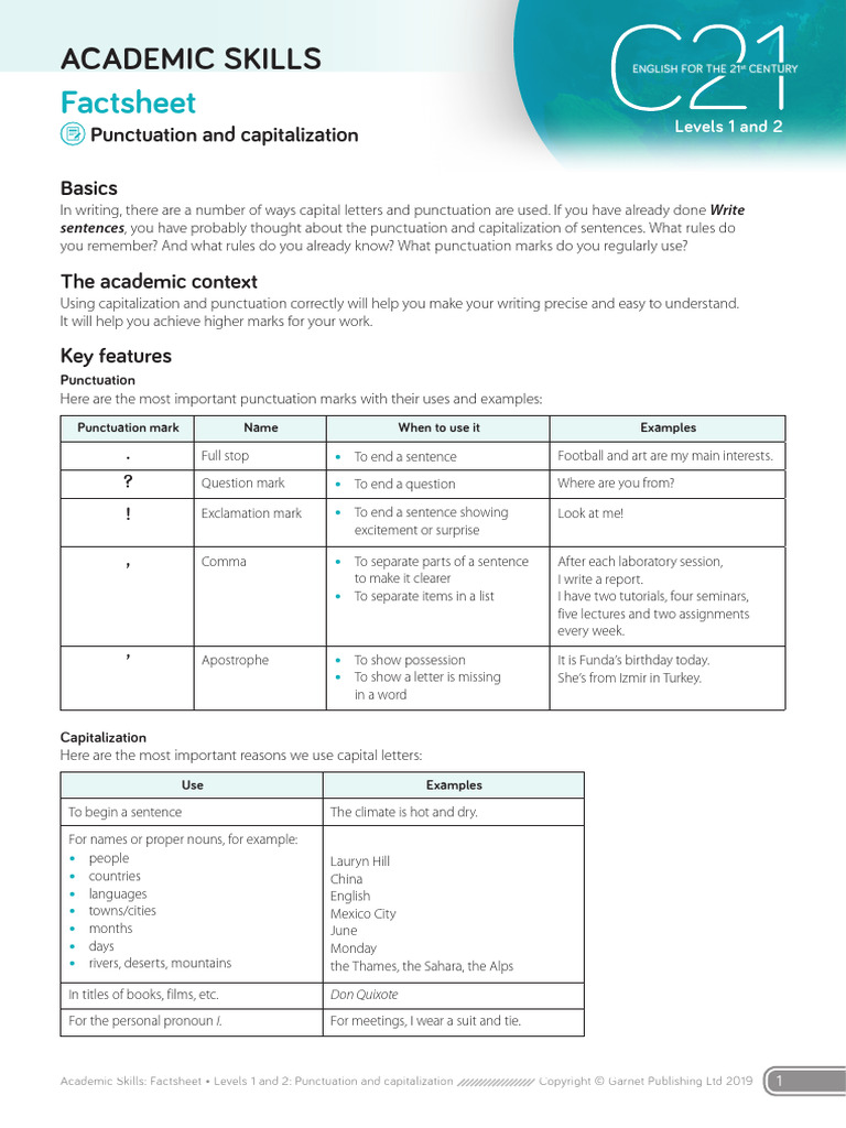Punctuation and Capitalization Guide | PDF | Punctuation | English Language
