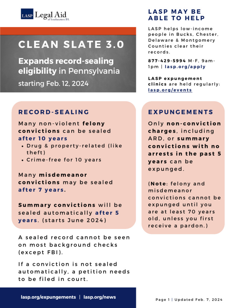 2024-2-7 Clean Slate 3.0 LASP flyer-FINAL | PDF | Criminology | Crimes