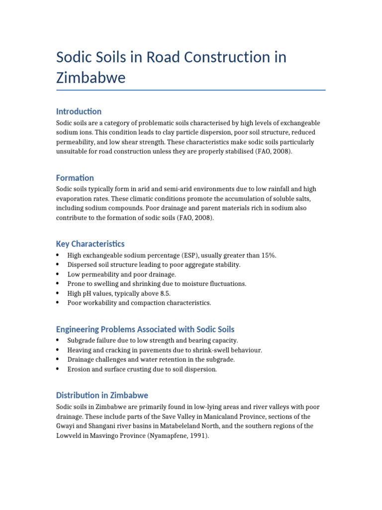 Sodic Soils in Zimbabwe's Road Projects | PDF | Soil | Sodium