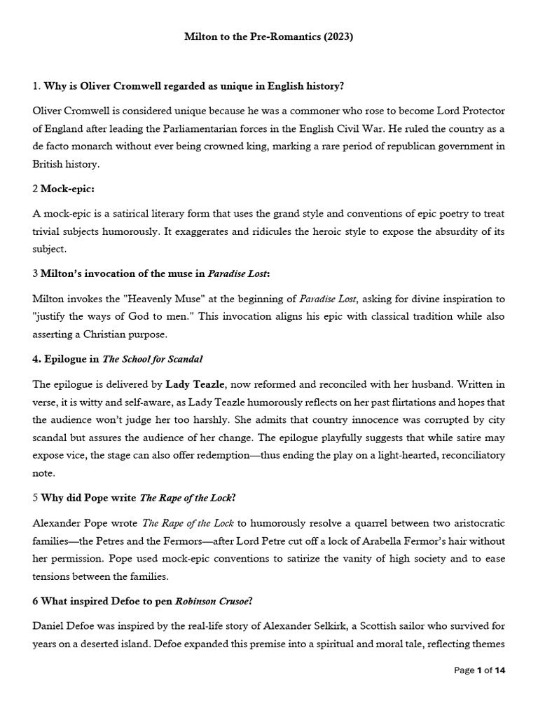 Pre-Romantic Insights and Literary Forms | PDF | Romanticism | Paradise ...