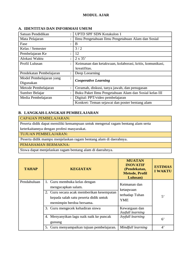 modul IPAS 3(1) Ujian Praktek | PDF