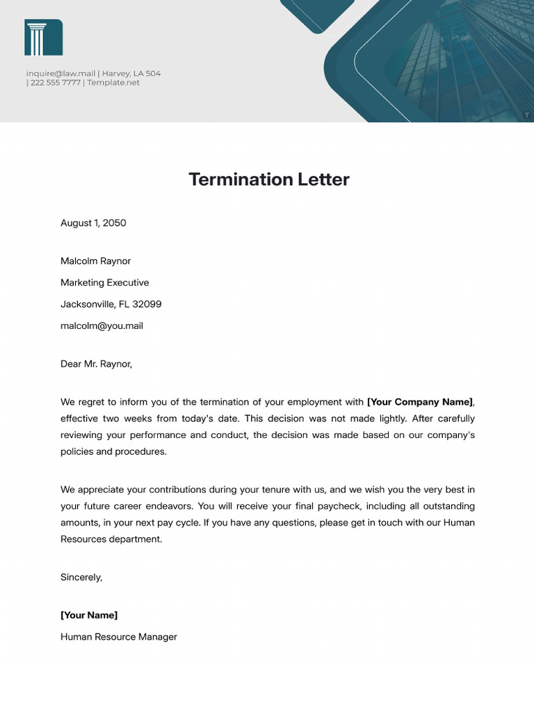 Termination Letter Template | PDF