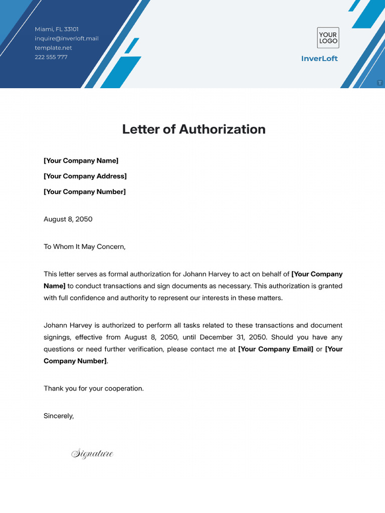 Authorization Letter Template | PDF