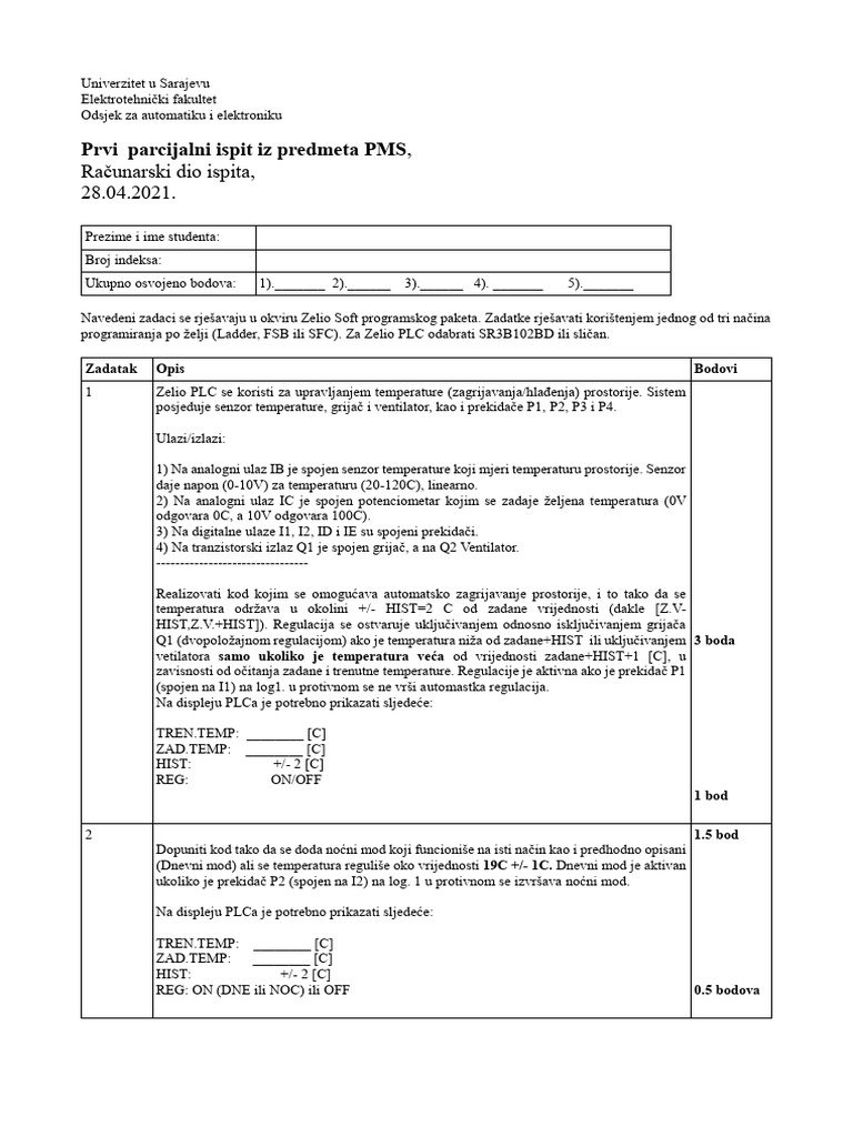 Prvi Parcijalni Ispit - Racunarski Dio - 21!04!2021 - 240130 - 180735 | PDF