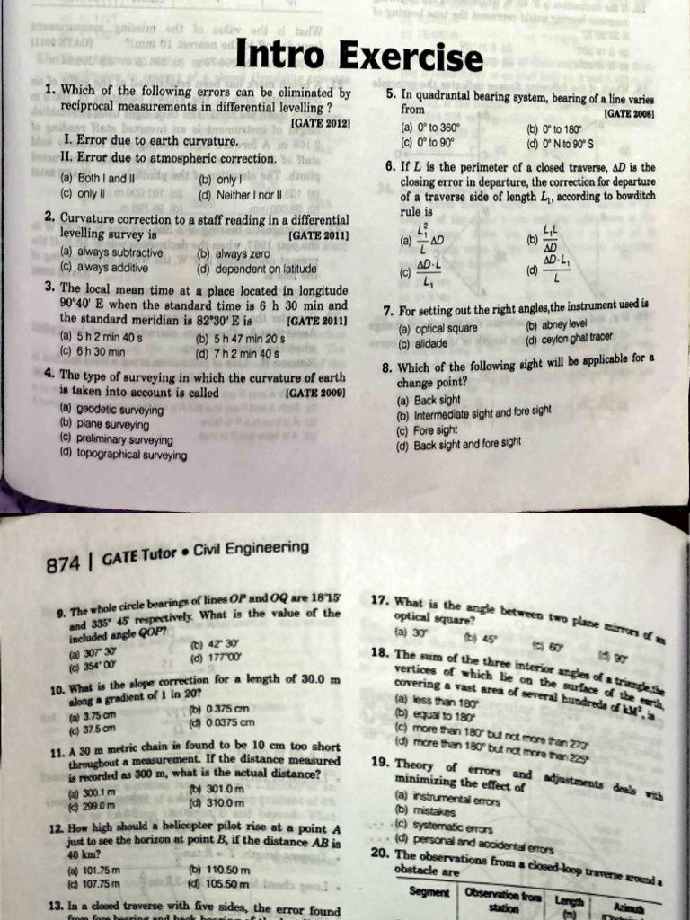 Survey Questions & Answers | PDF | Geography | Geodesy