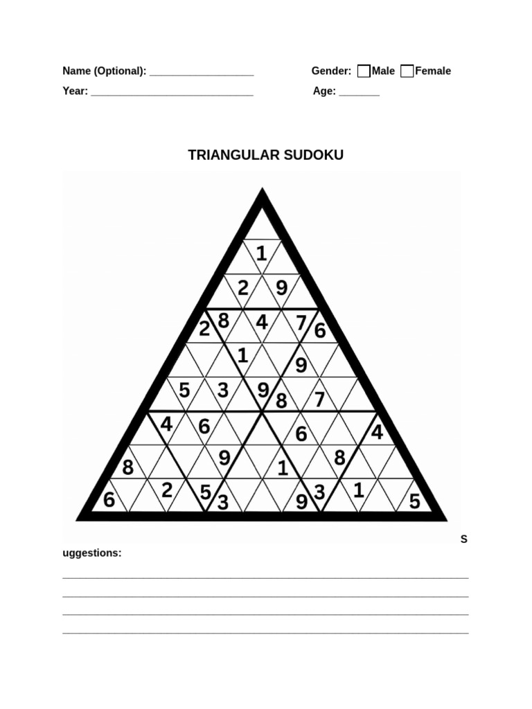 Triangular Sudoku Participation Form | PDF