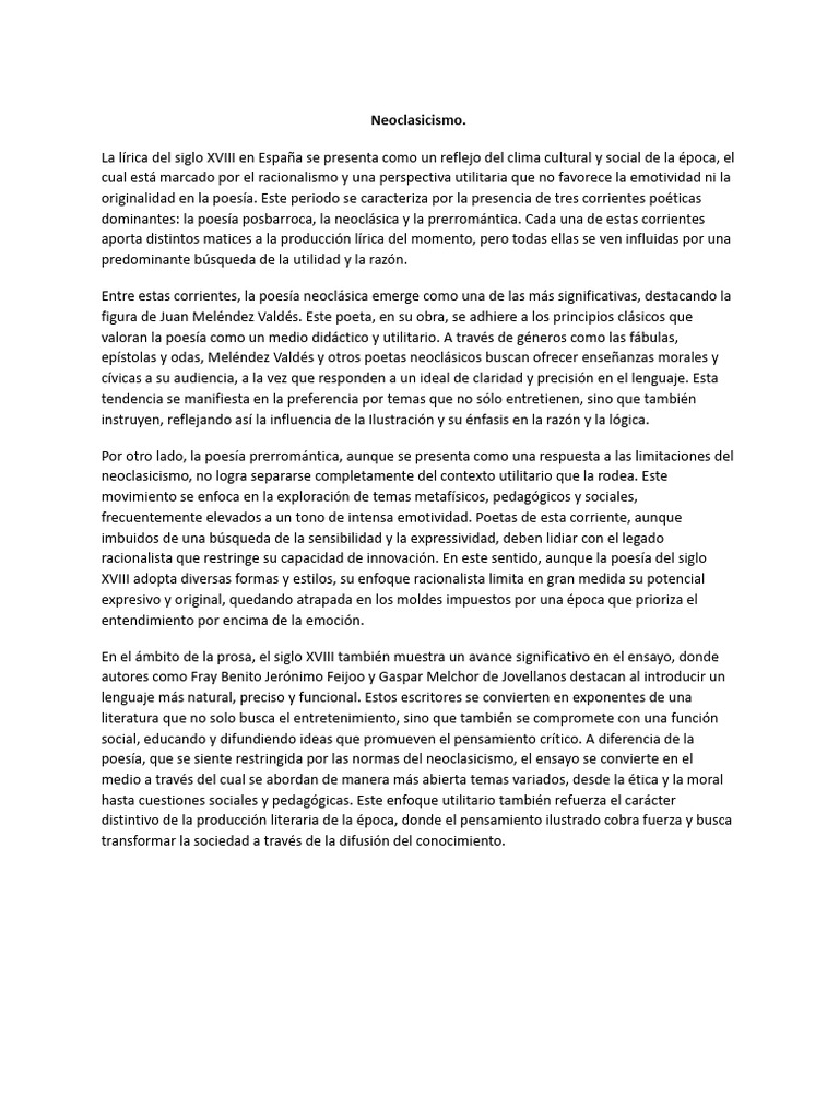 Poesía y prosa en el siglo XVIII español | PDF | Poesía | Las artes