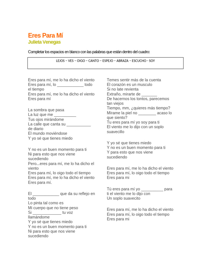 Eres para Mí - Julieta Venegas | PDF