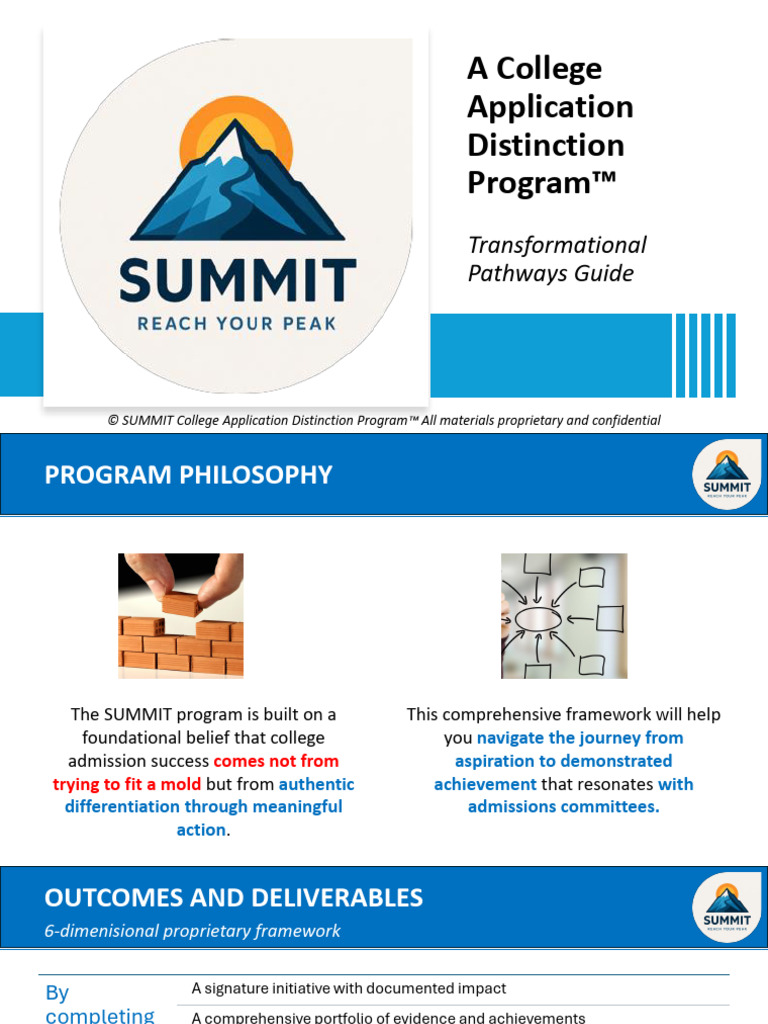 A College Application Distinction Program™ - SUMMIT - MKTG Version | PDF