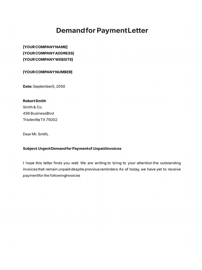 Demand for Payment Letter Template | PDF