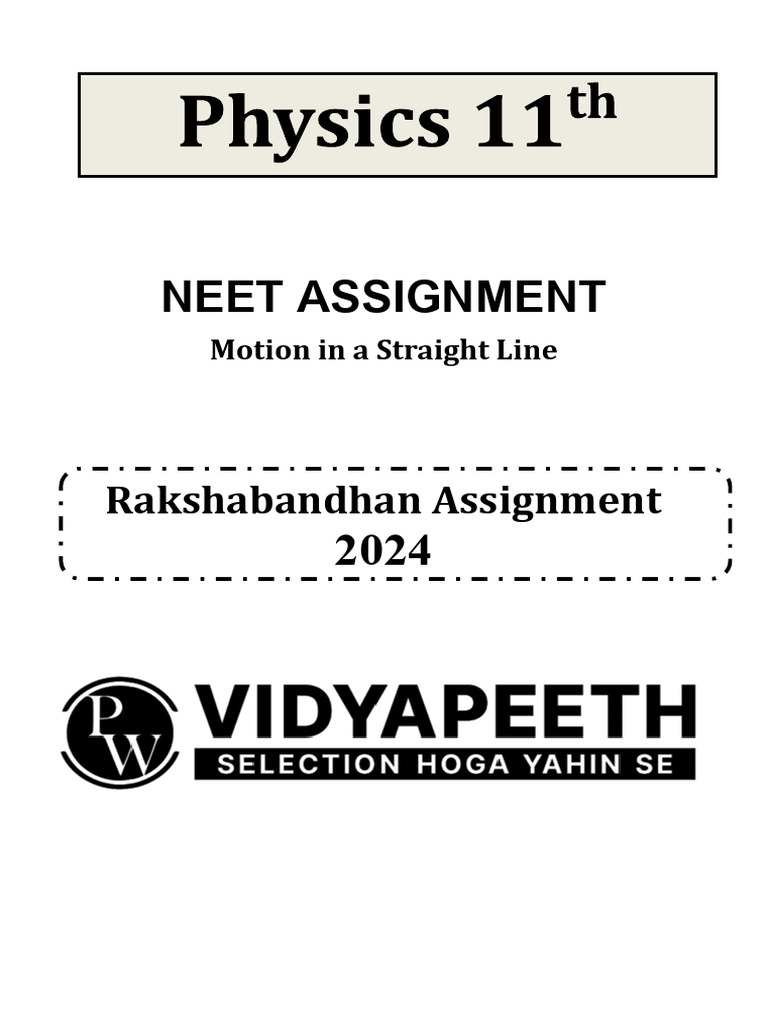 Motion in A Straight Line: Holiday Assignment | PDF | Physics | Mechanics