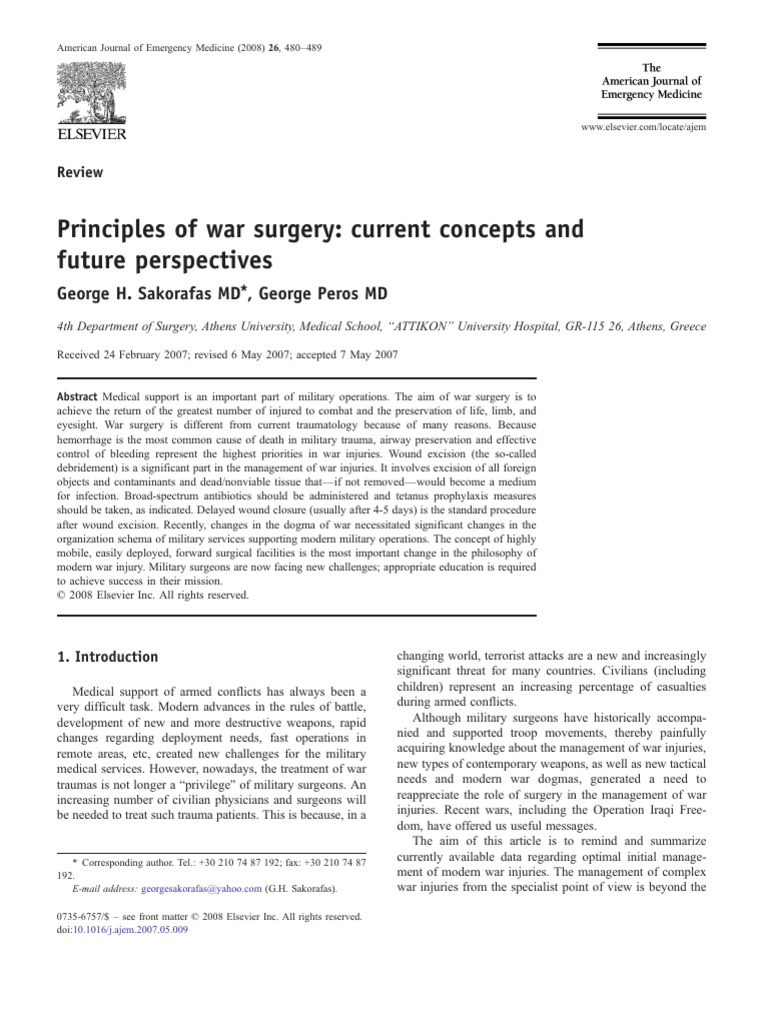 Principles of Emergency War Surgery | PDF | Surgery | Wound