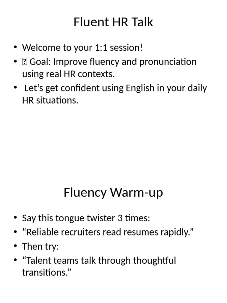 Fluent HR Talk Presentation | PDF