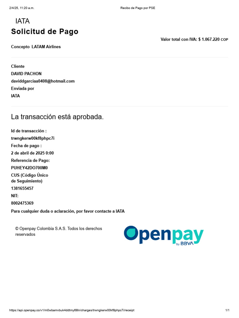 Recibo de Pago Por PSE | PDF