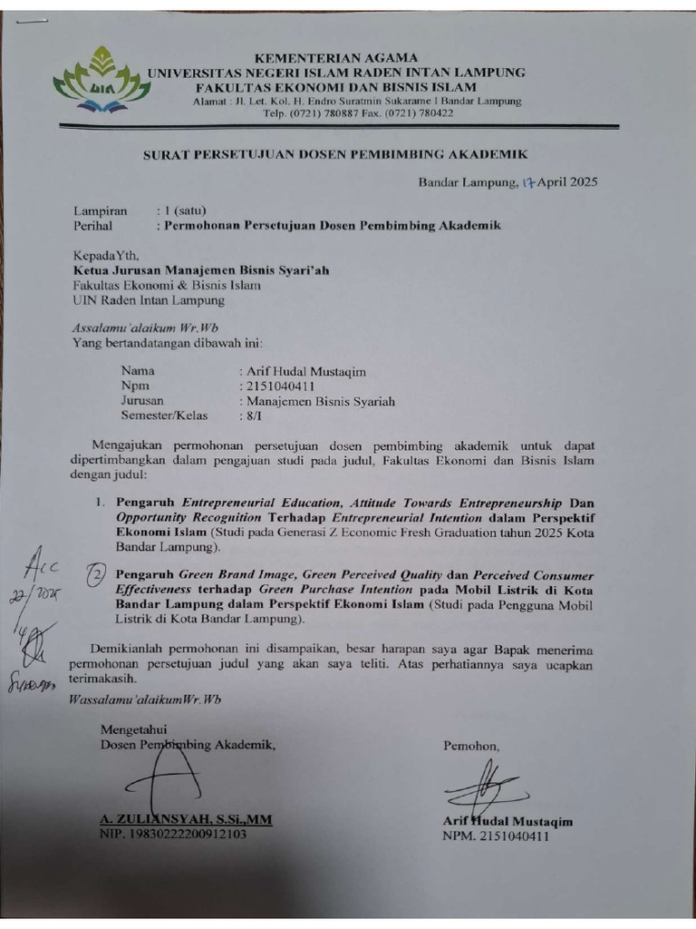 Persetujuan Sempro | PDF