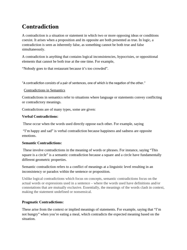 Contradiction (Recovered) | PDF | Contradiction | Semantics