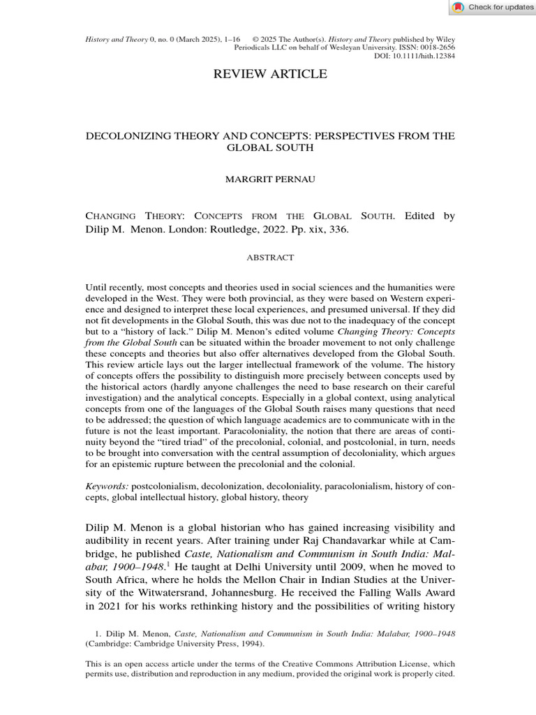 Decolonizing Theory and Concepts Perspectives From The Global South ...