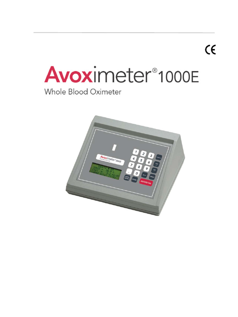 AVOXimeter 1000E Operator's Manual | PDF | Atrium (Heart) | Menu ...
