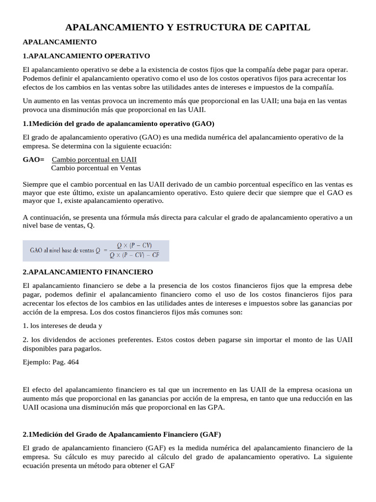 Guía Estructura Del Capital | PDF | Apalancamiento (Finanzas) | Deuda