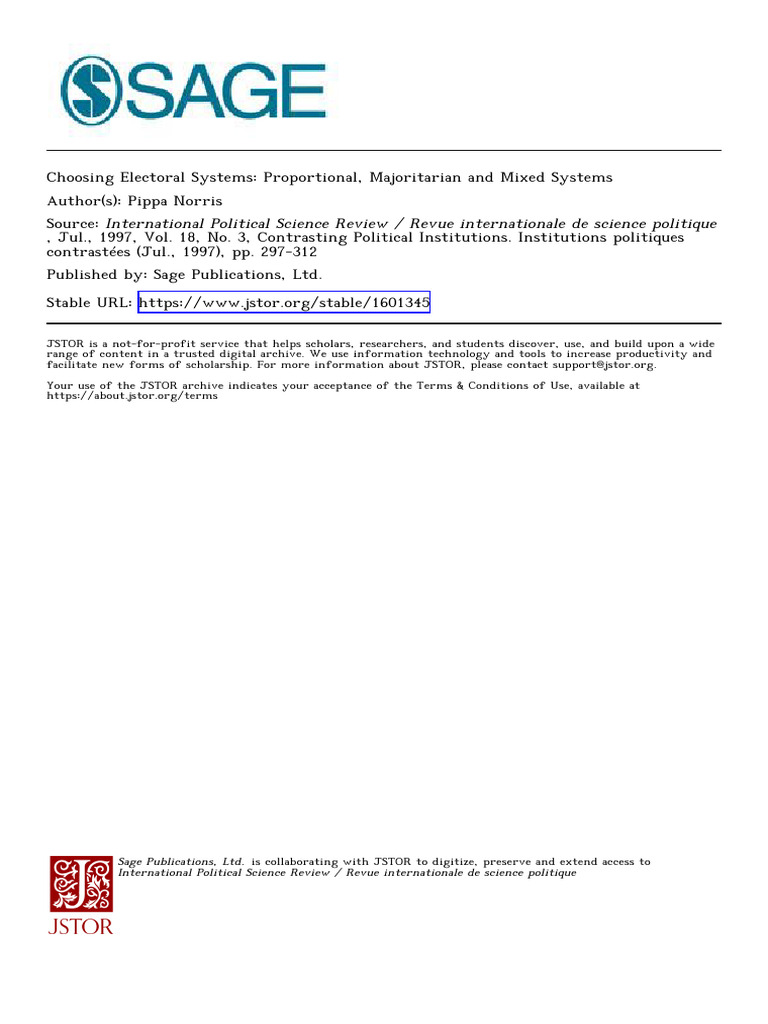 Electoral Systems: Proportional vs. Majoritarian | PDF | Voting ...