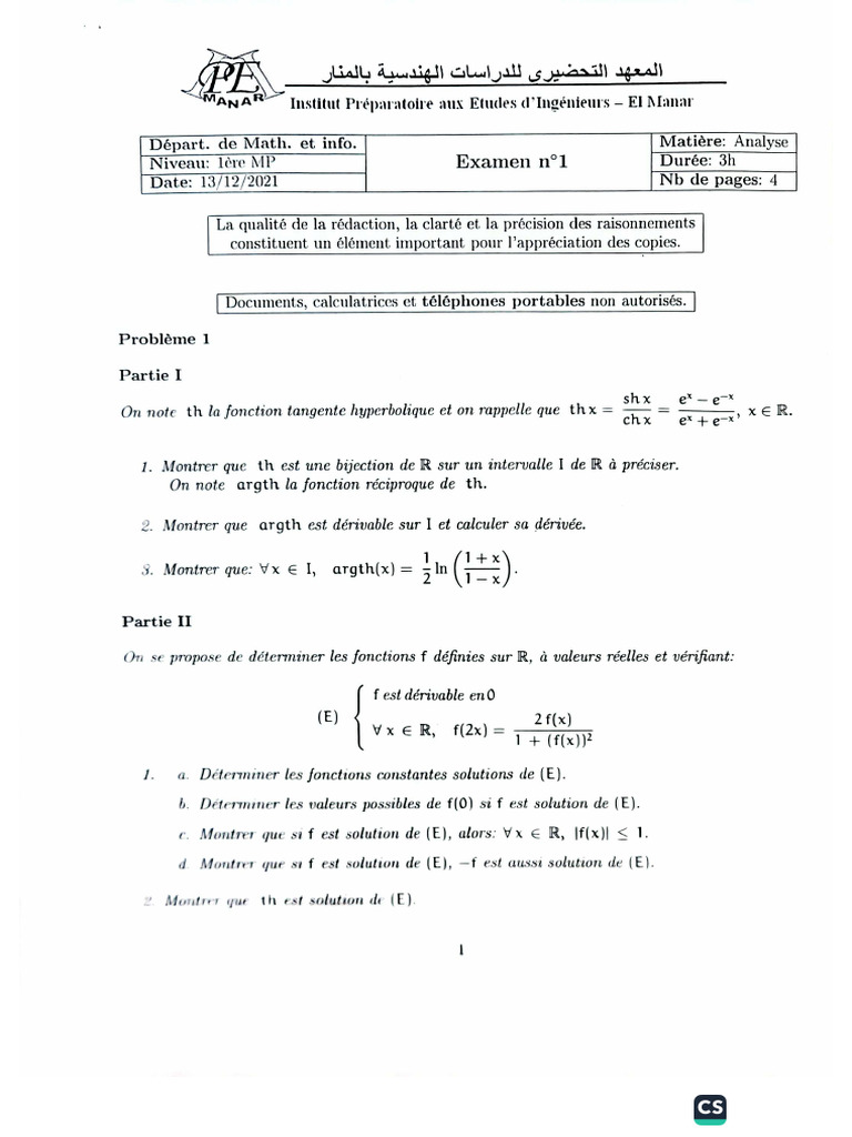 Examen 2021 Enonce Et Corrigé | PDF