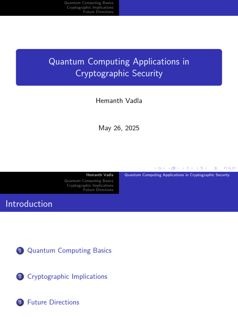 Quantum Computing Applications in Cryptographic Security | PDF