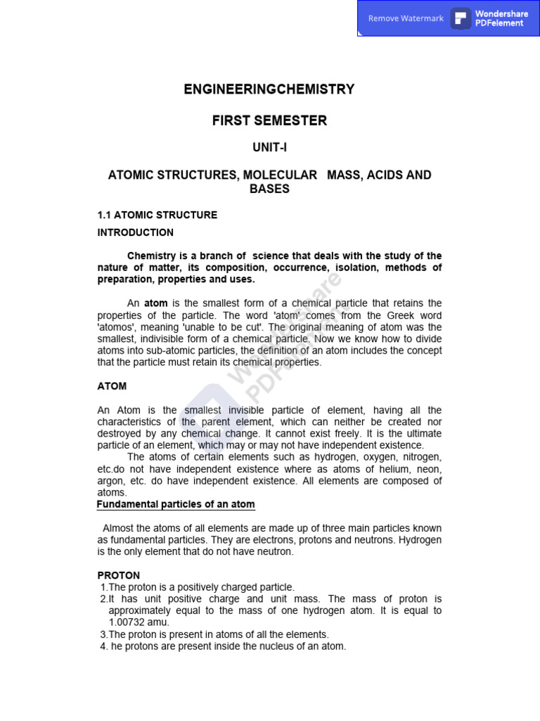 Atomic Structure Acids and Bases | PDF | Atoms | Chemical Bond