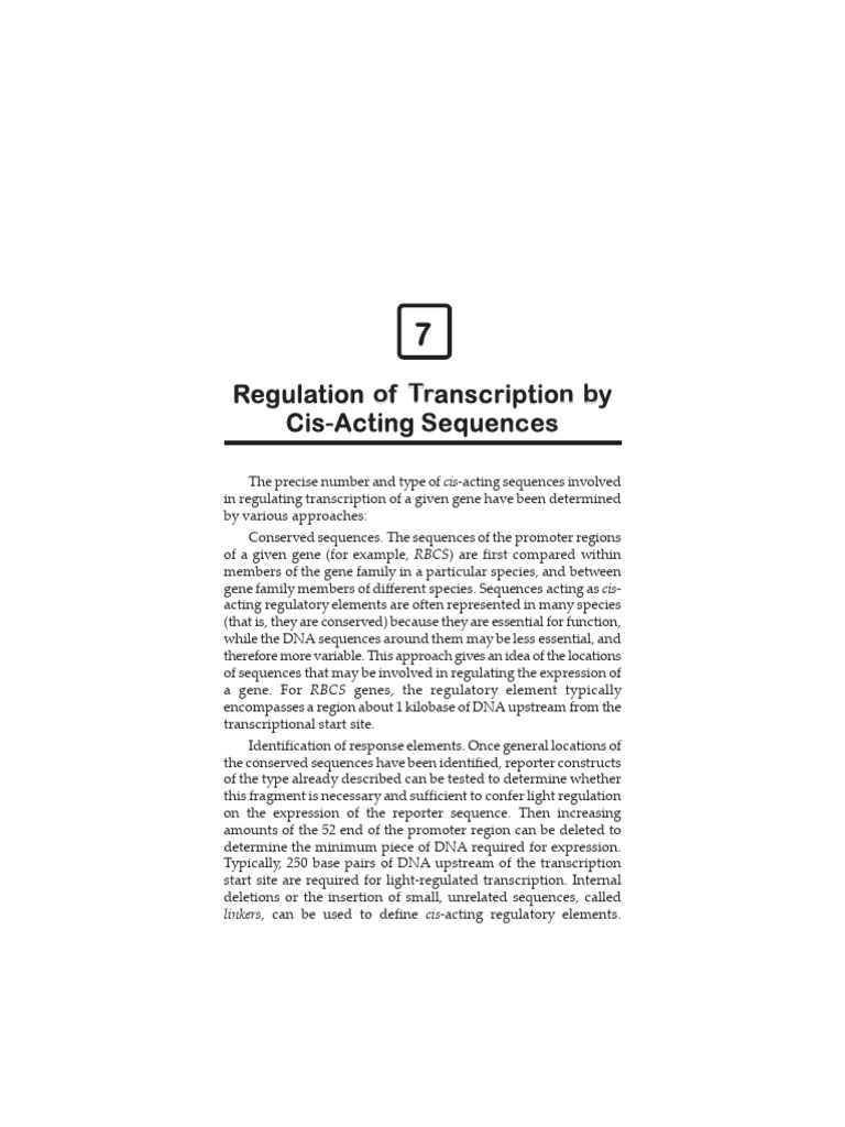 Regulation of Trascription by Cis Acting Sequences | PDF | Promoter (Genetics) | Gene Expression