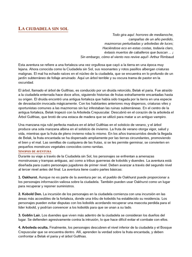 La Ciudadela Sin Sol. | PDF