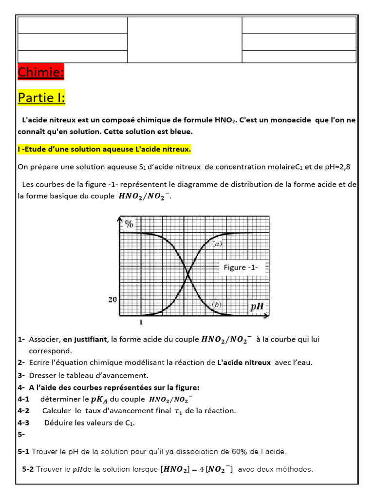 Étude de l'acide nitreux en solution | PDF | Condensateur | Acide