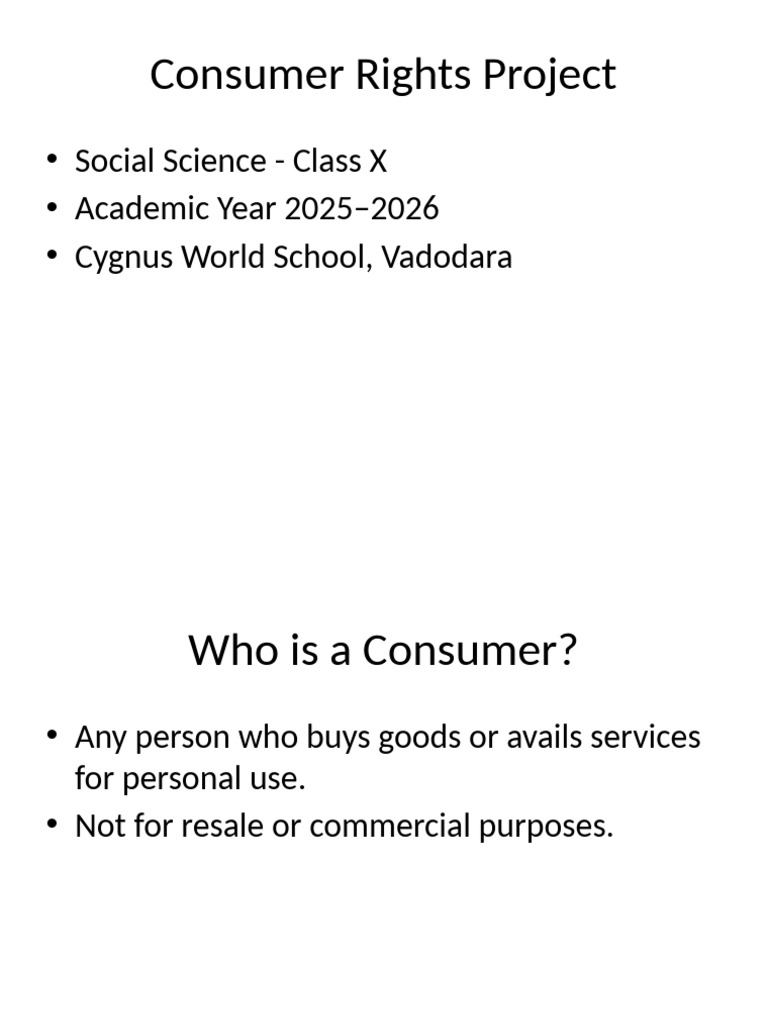 Consumer Rights Project PPT | PDF