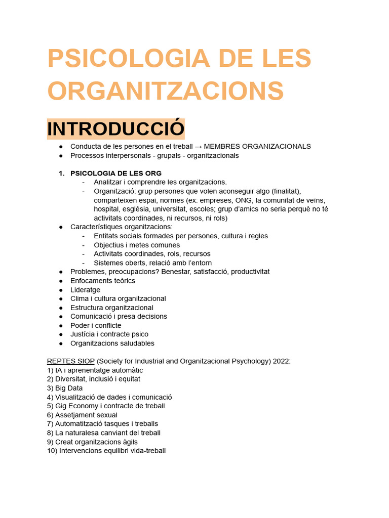 Apunts Organitzacions | PDF