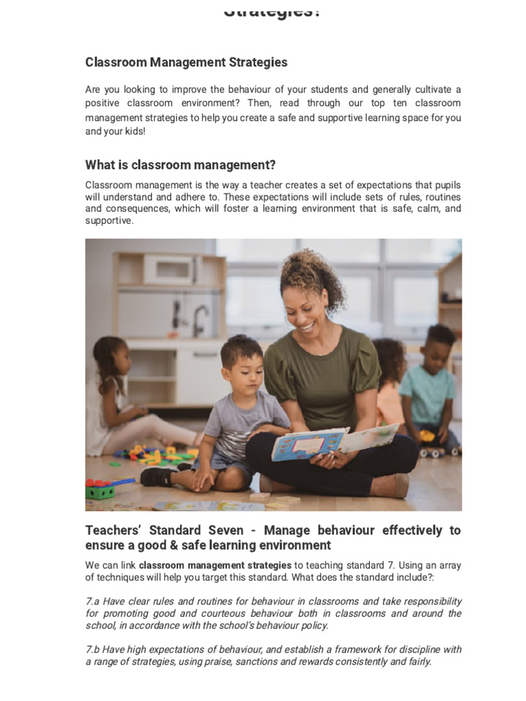 Top 10 Classroom Management Strategies - Teaching Wiki | PDF ...