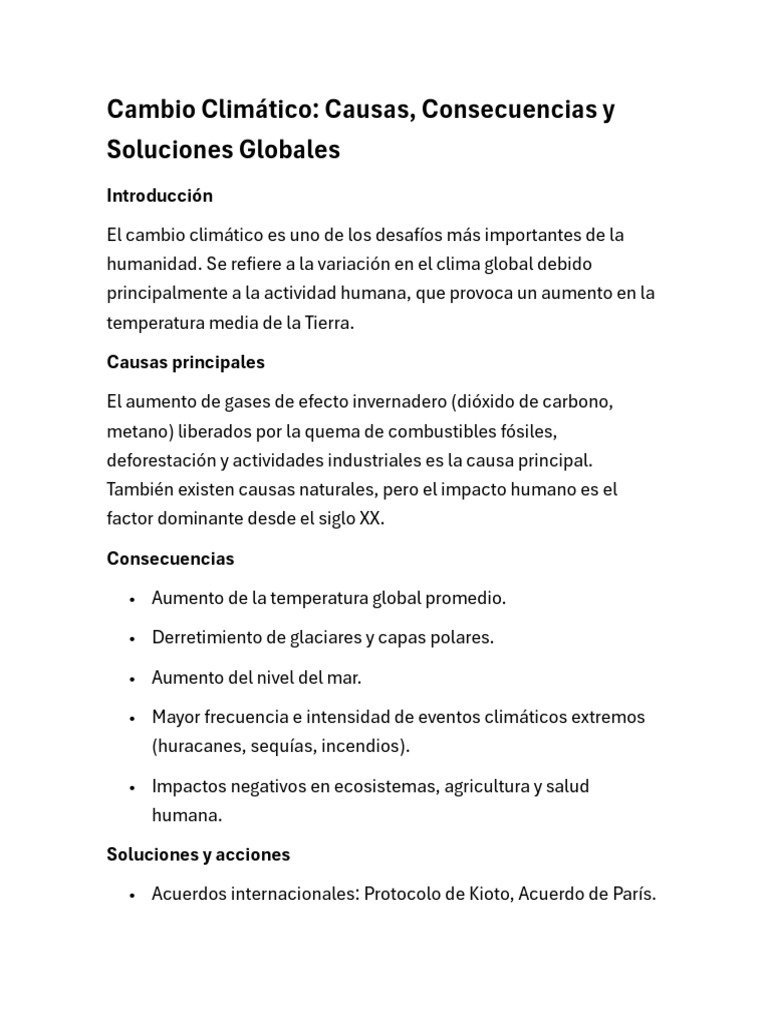 Causas y Soluciones del Cambio Climático | PDF