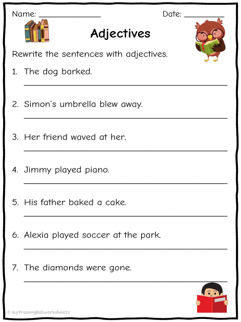 Adjective Rewrite Exercises | PDF