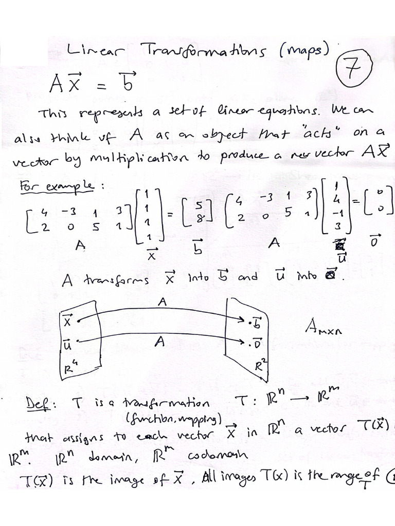 Lecture Notes 7 - Linear Transformations | PDF