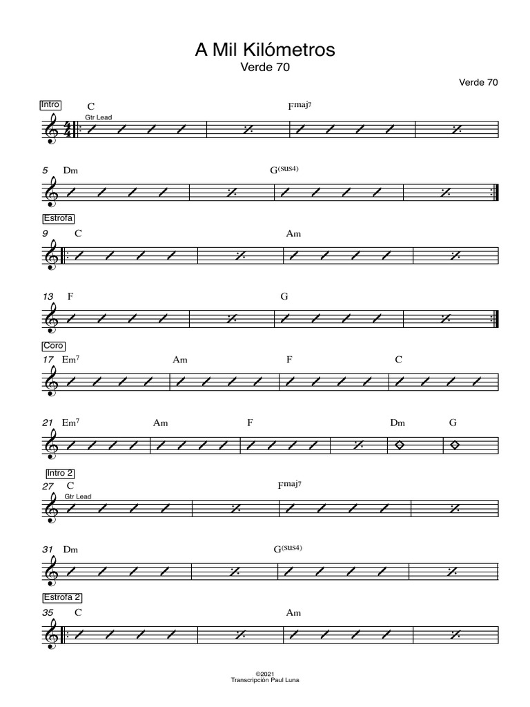Transcripción de "A Mil Kilómetros" | PDF