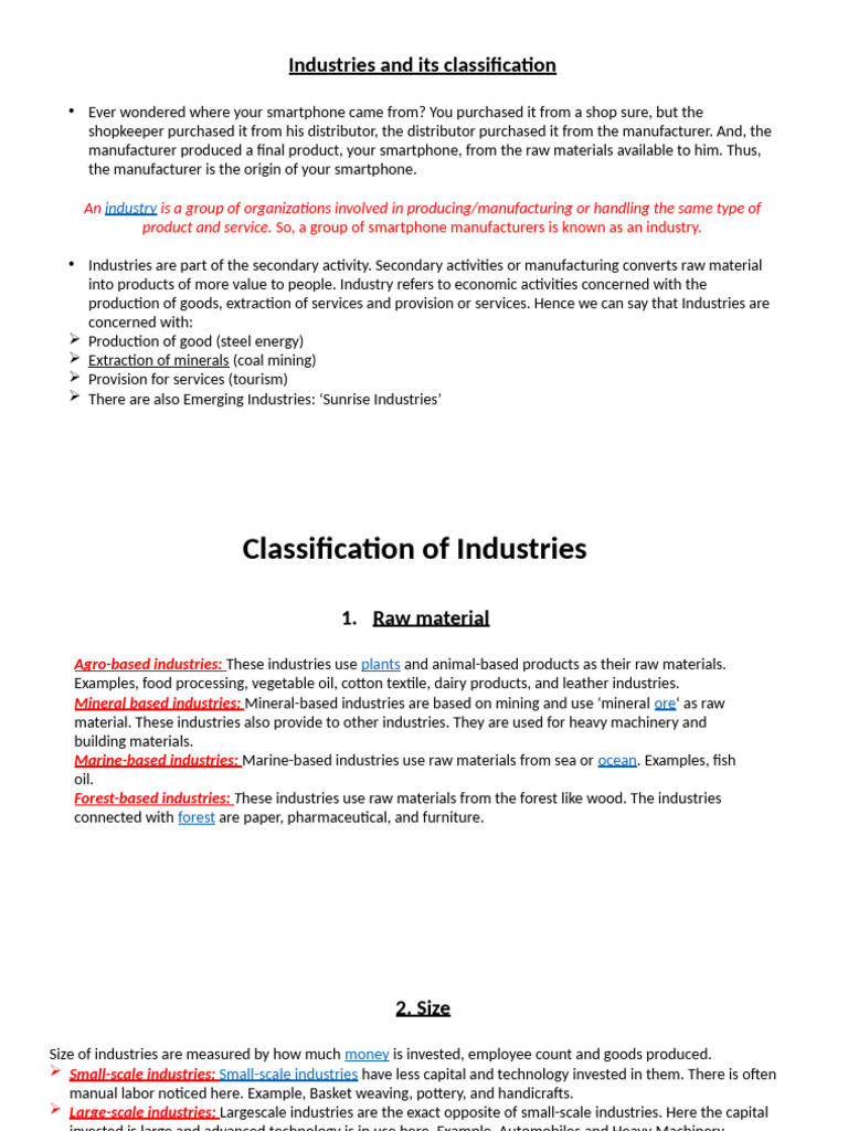 Classification of Industry - Classification of Industry | PDF | Labour ...