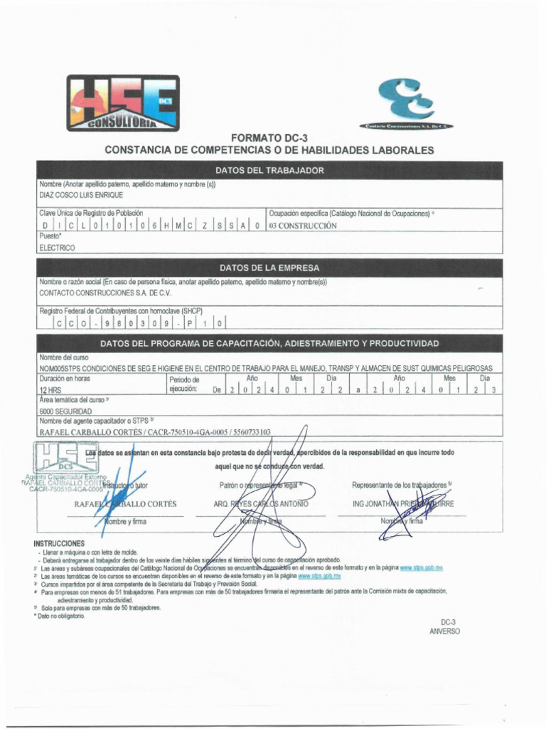 Constancias DC 3 | PDF