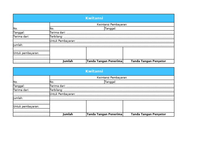 Template Kwitansi Pembayaran Kosong | PDF