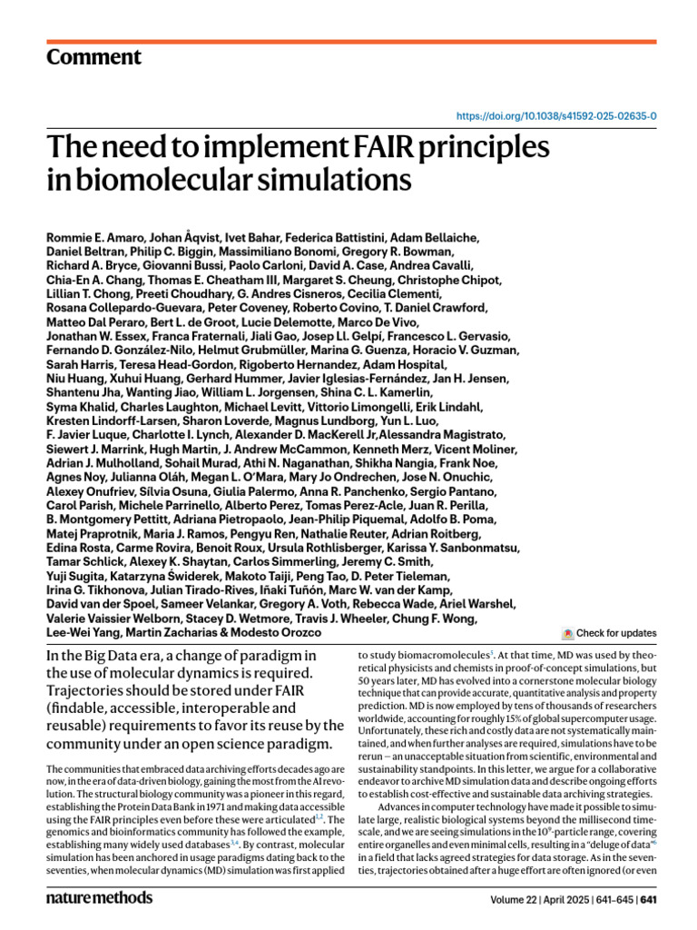 The Need To Implement FAIR Principles in Biomolecular Simulations | PDF | Data | Biophysics
