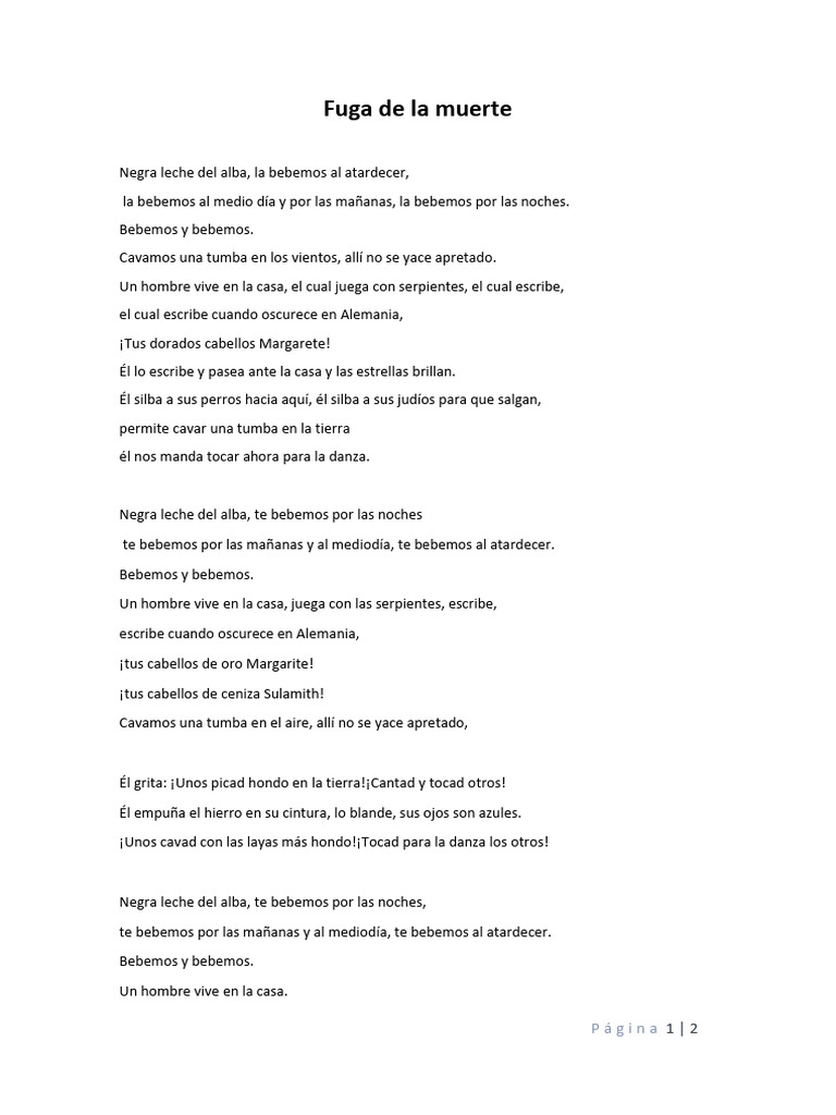 Análisis de "Todesfuge" de Paul Celan | PDF