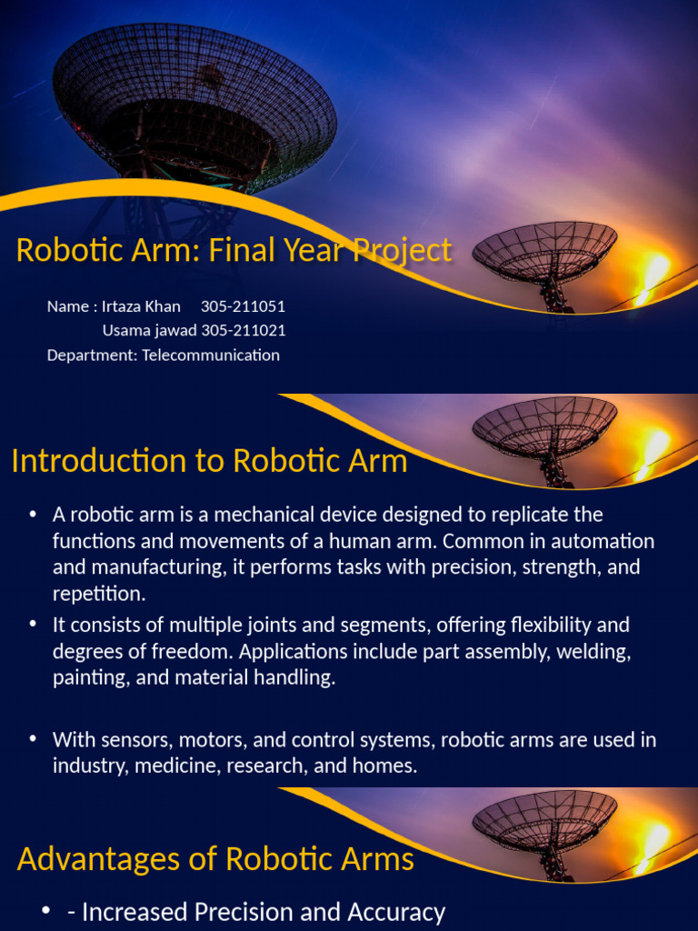 Robotic Arm FYP Presentation - PPTX Irtaza | PDF | Robotics | Servomechanism