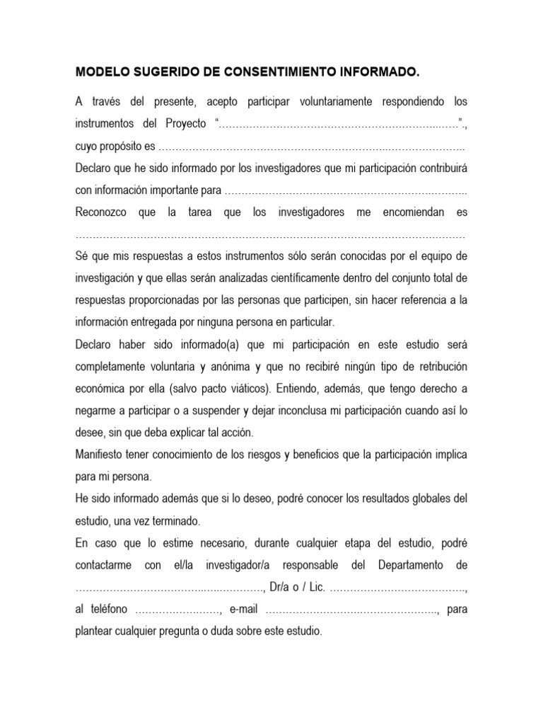 Modelo-Consentimiento Informado (1) | PDF