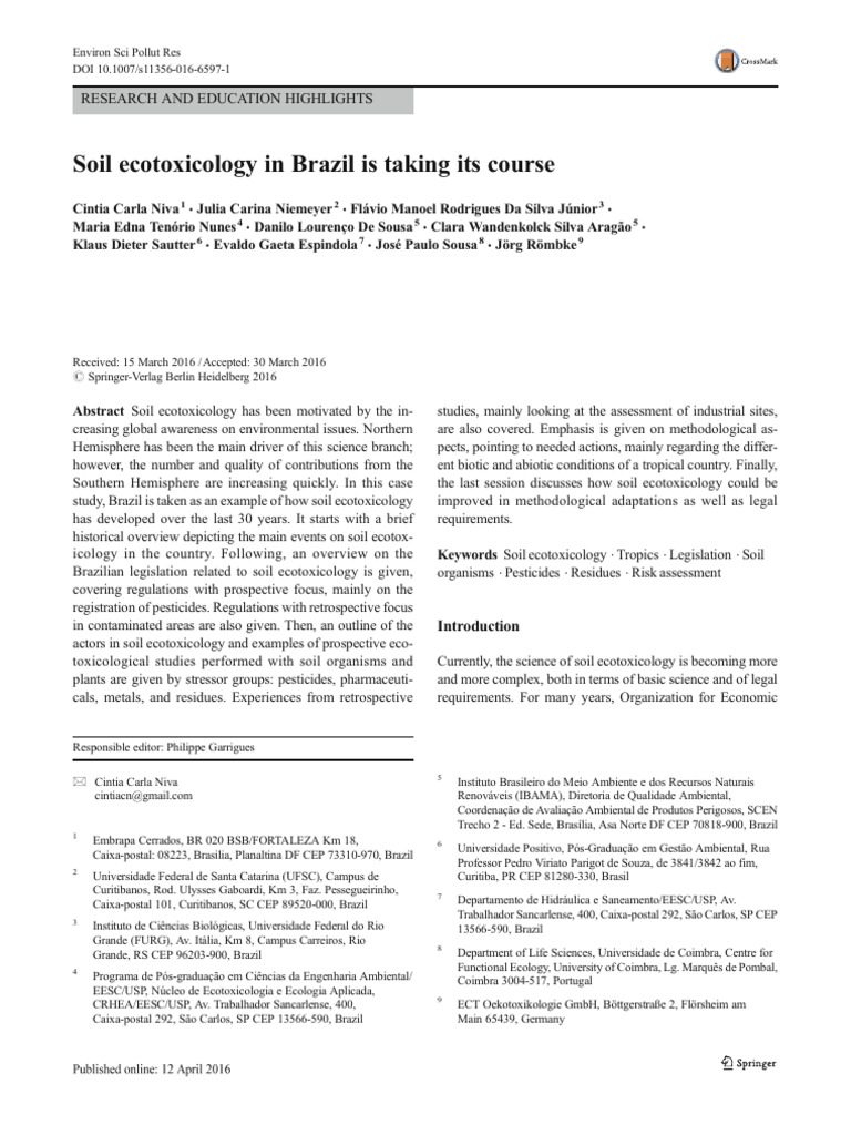 Soil Ecotoxicology in Brazil is Taking Its Course | PDF | Pesticide | Soil