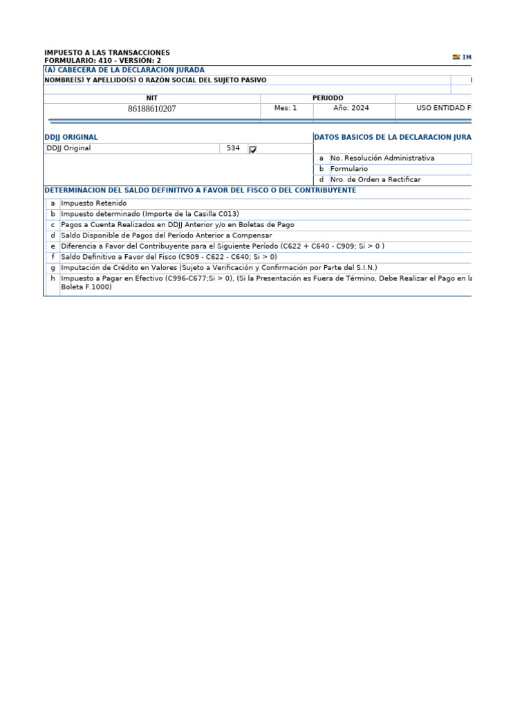 Form410 710 | PDF | Impuestos | Dinero
